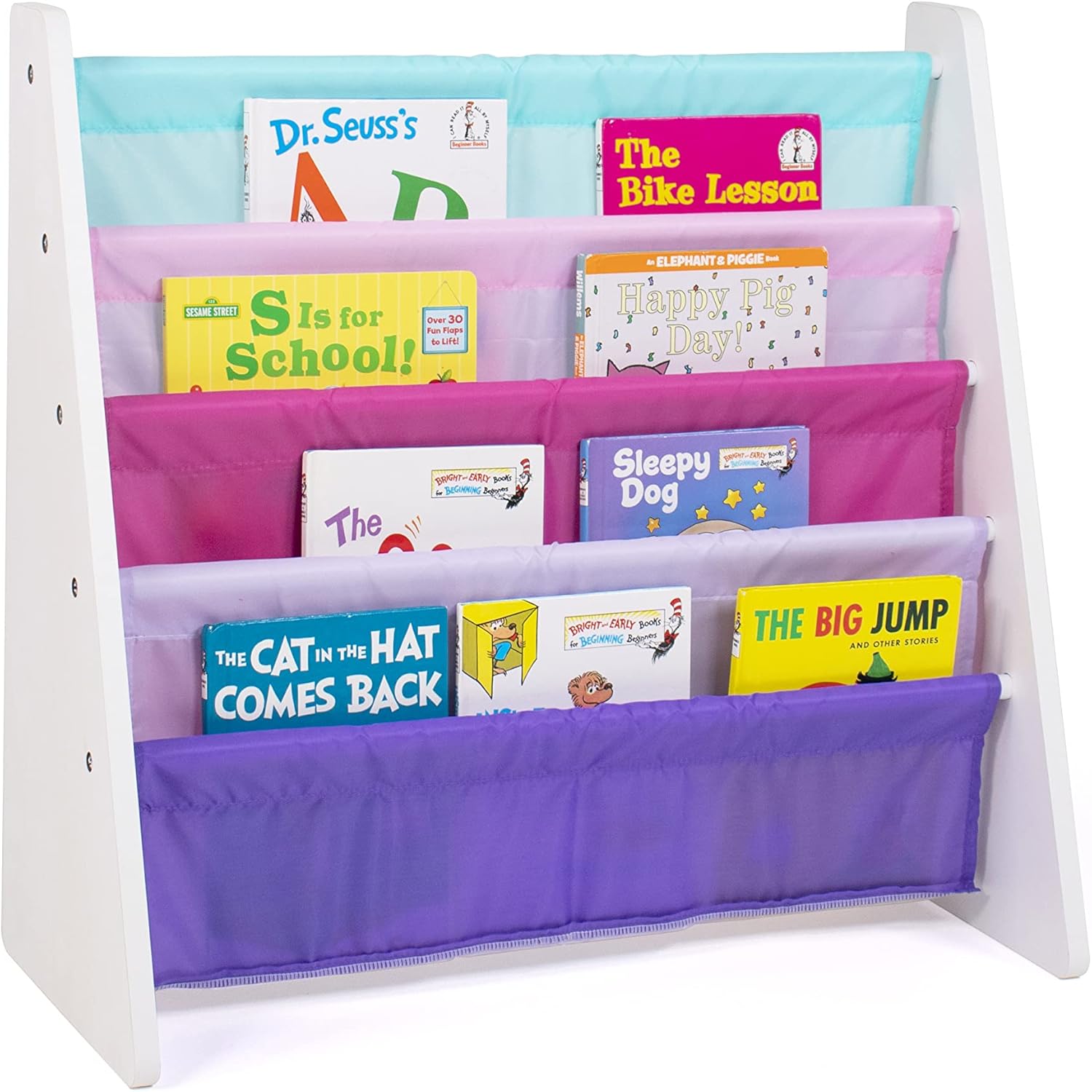 Humble Crew Forever Kids Book Rack Storage Bookshelf, 4 Tiers, White/P