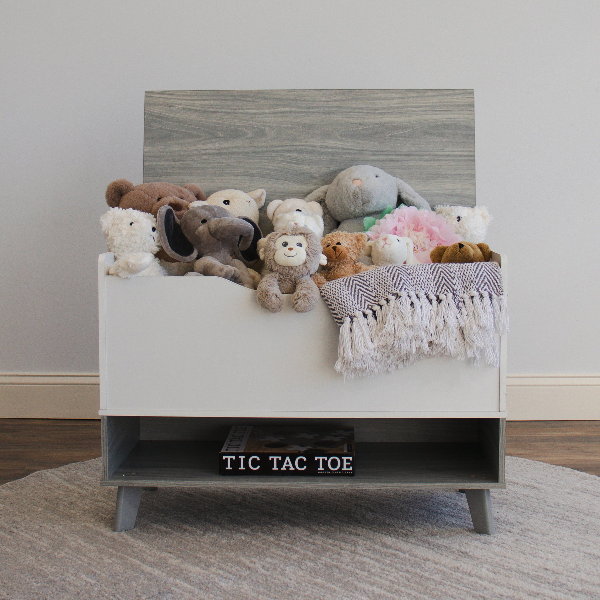 Humble Crew Slate Mid-Century Modern Toy Box with Soft Close Lid and S