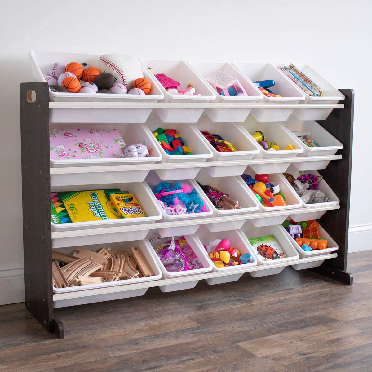 Humble Crew Espresso Extra Large Toy Storage Organizer with 20 Storage Bins